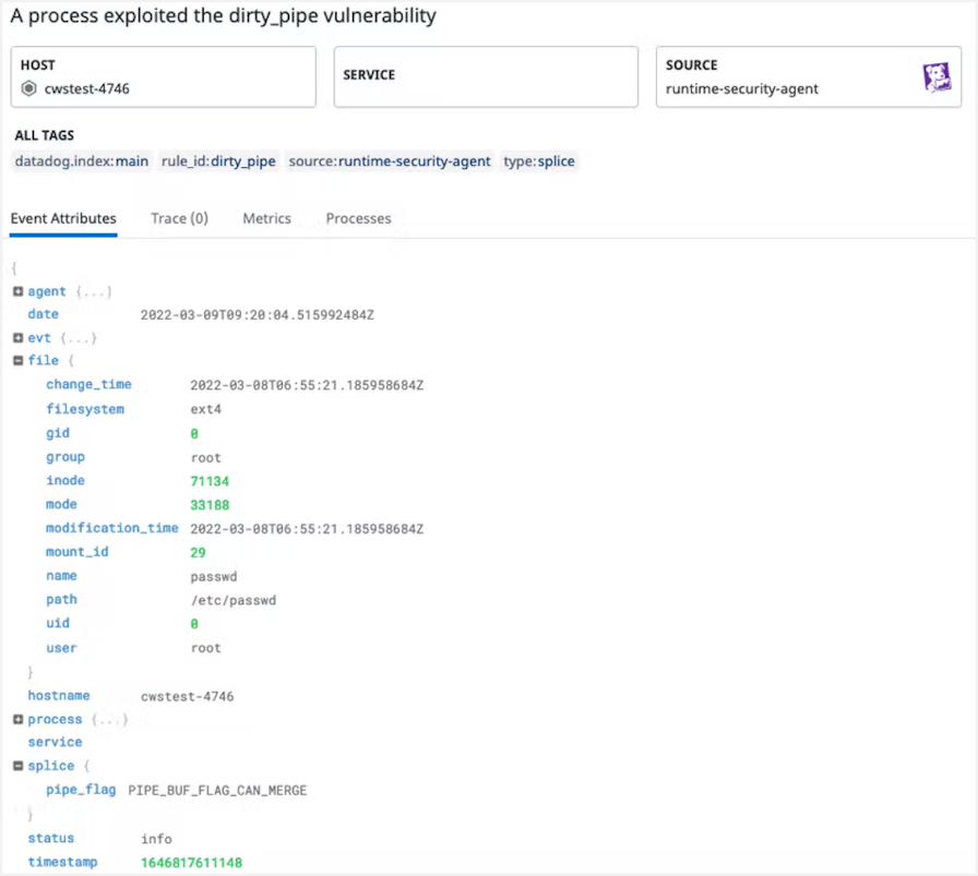 The Dirty Pipe vulnerability: Overview, detection, and remediation | Datadog Security Labs